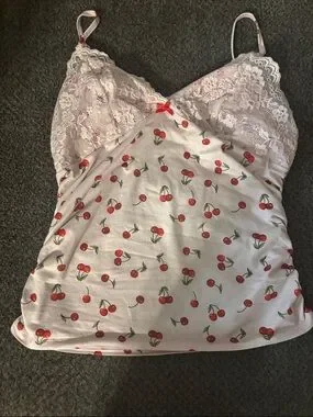 SHEIN | Tops | Shein Cherry Print Lace Trim Camisole | Poshmark